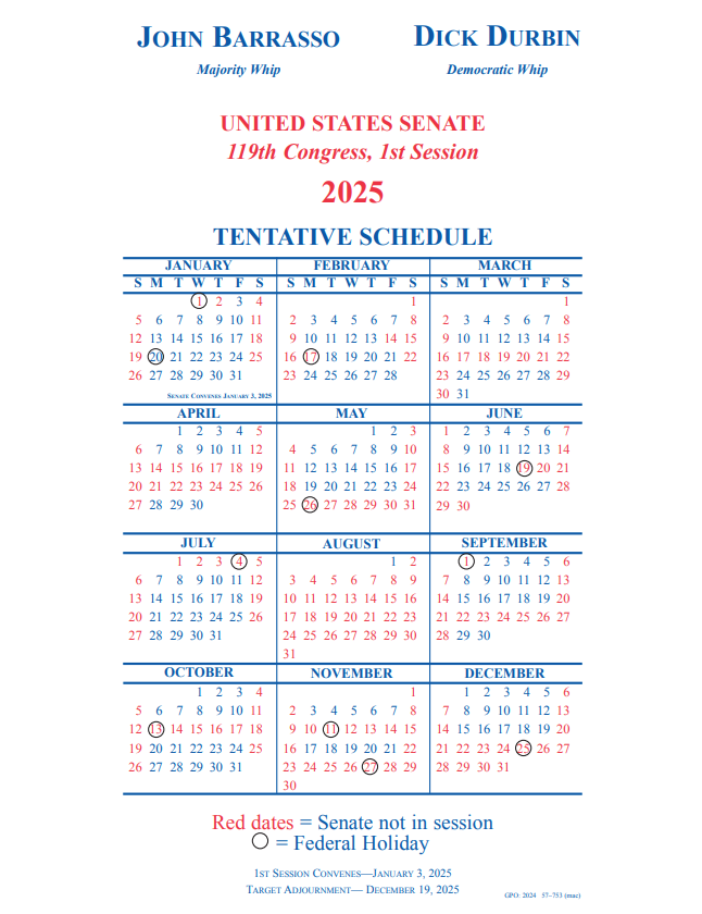 Congressional Calendars | WSU Government Relations | Washington State ...