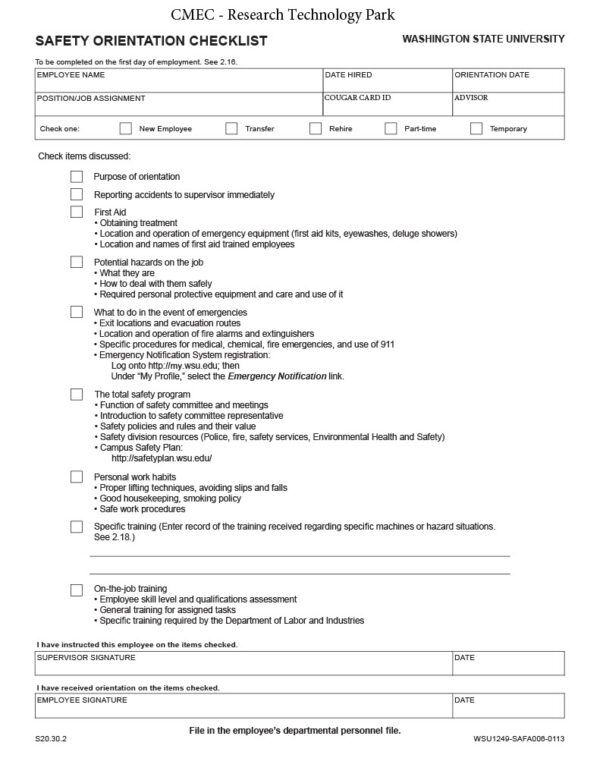CMEC Lab Safety | Composite Materials & Engineering Center | Washington ...
