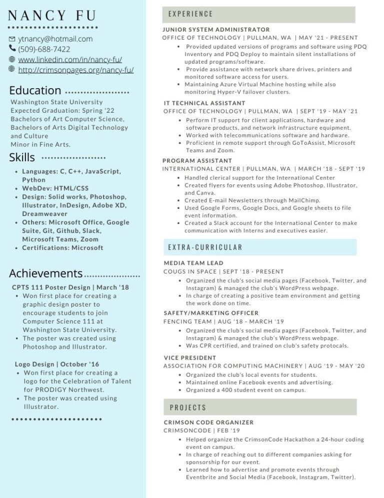 Resume – Nancy Fu