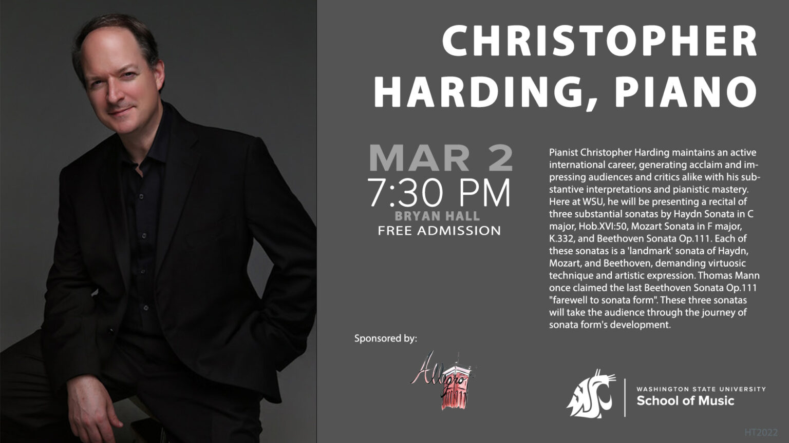 Guest Artist, Christopher Harding, piano | Events | Washington State ...