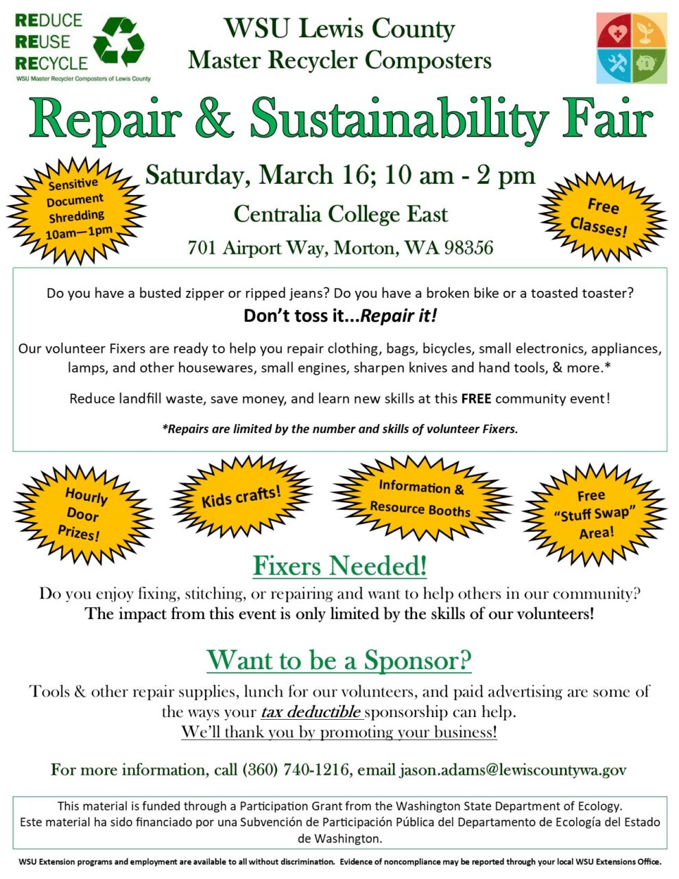 Repair & Sustainability Fair | Lewis County | Washington State University
