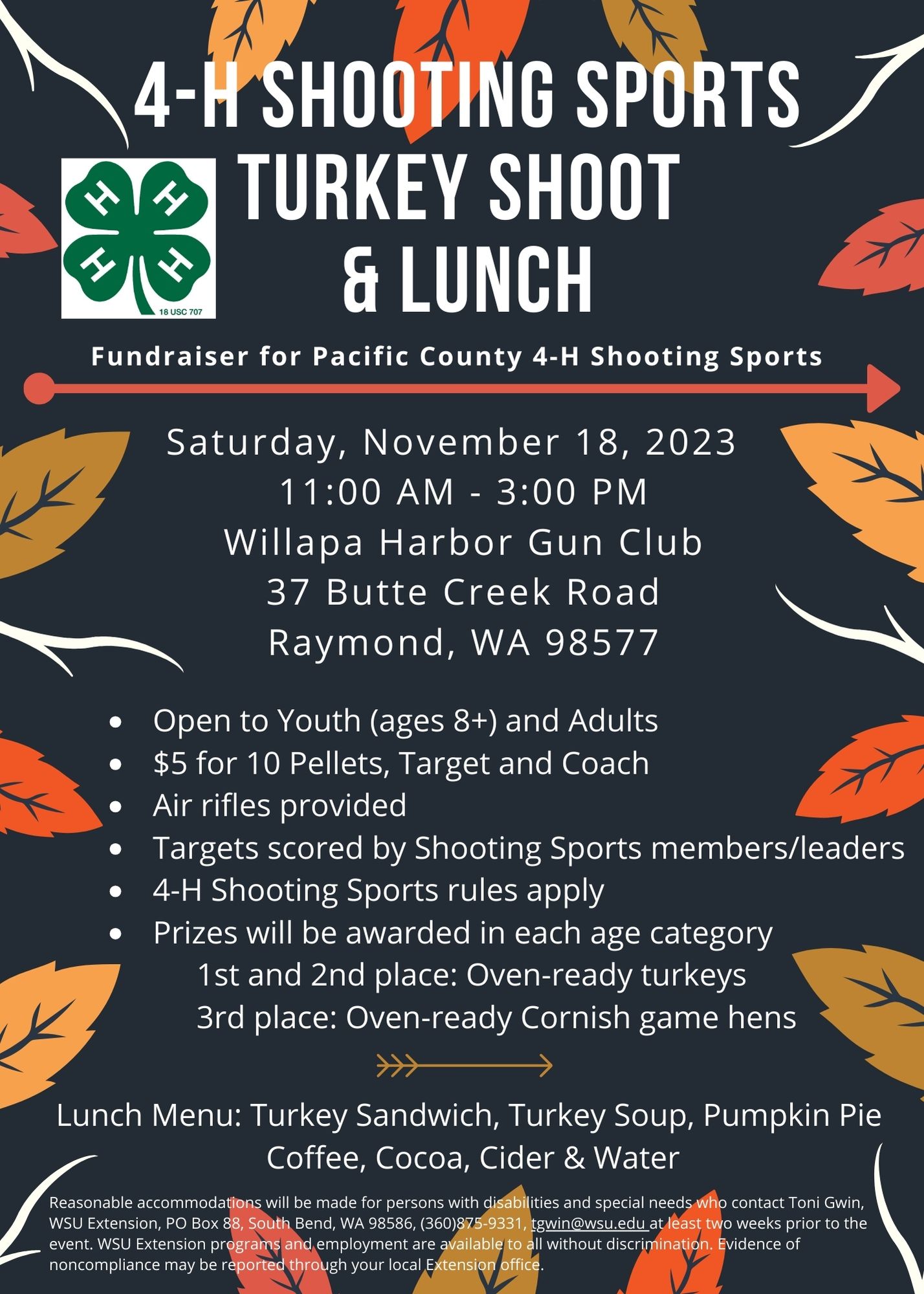 4-H Shooting Sports Turkey Shoot and Lunch | Pacific County ...