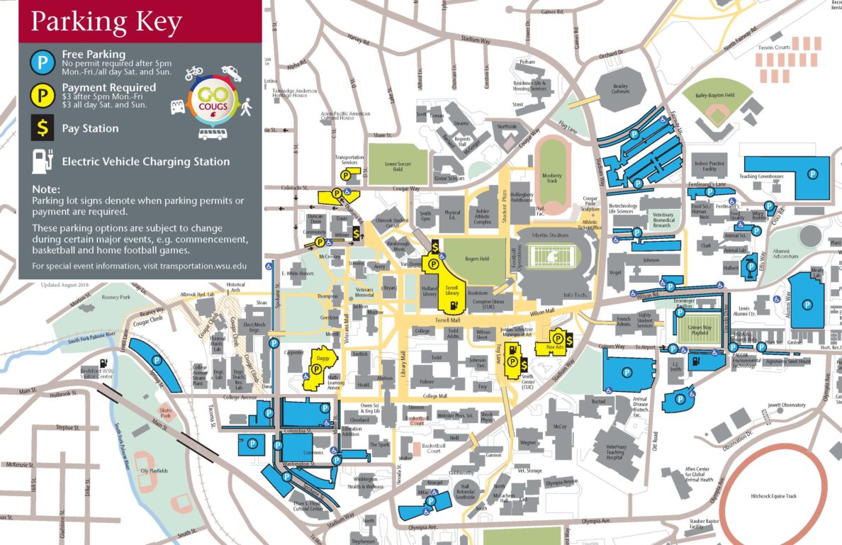 Evening, weekend parking map for WSU visitors | Transportation Services ...