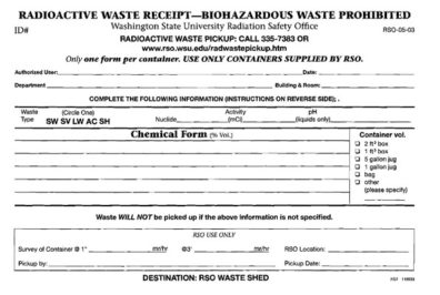 Waste | Radiation Safety Office | Washington State University
