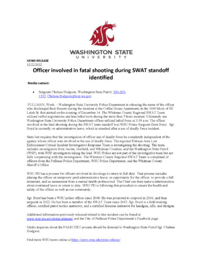 News and Updates | WSU POLICE | Washington State University