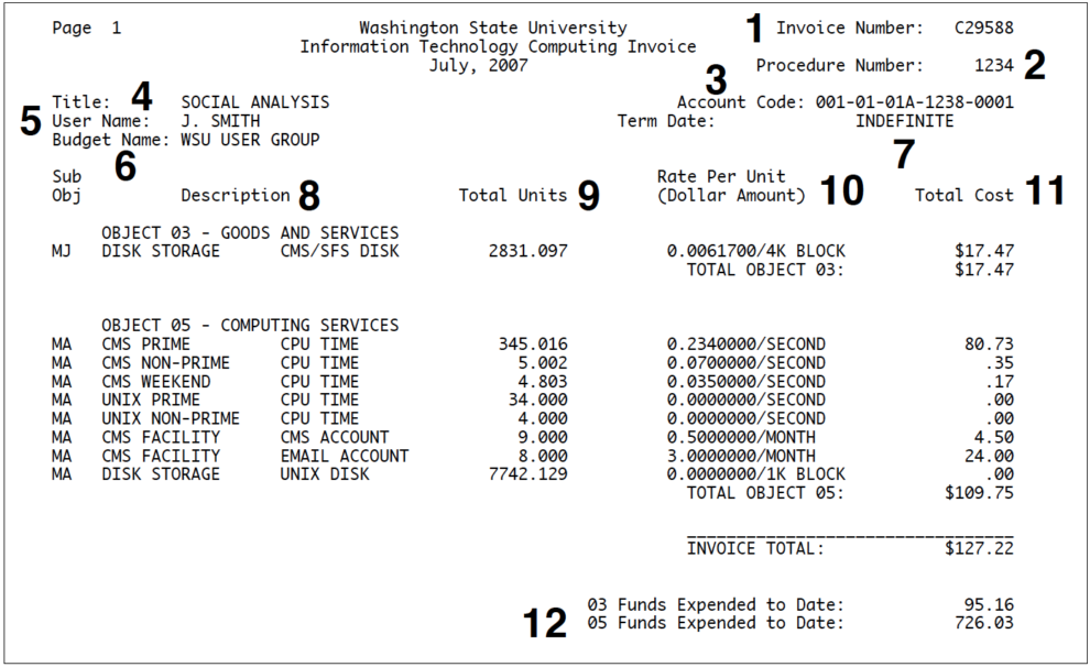 85.34 Information Technology Computing Invoice and Usage Reports ...