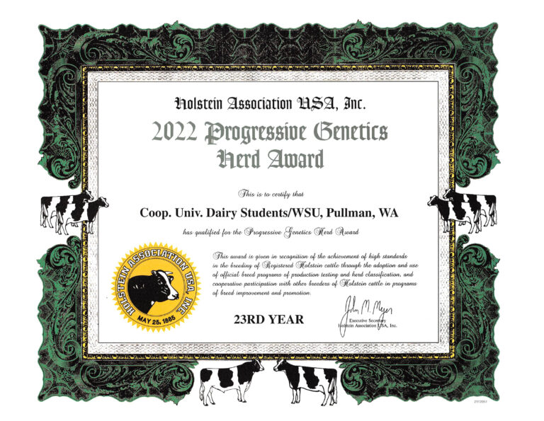 2022 Progressive Genetics Herd Award | Animal Sciences | Washington ...