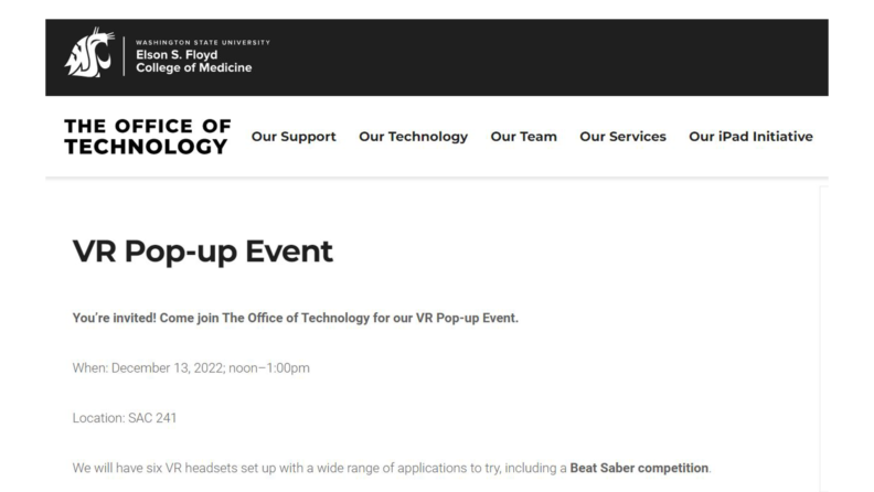 Student virtual reality pop-up event | Elson S. Floyd College of ...