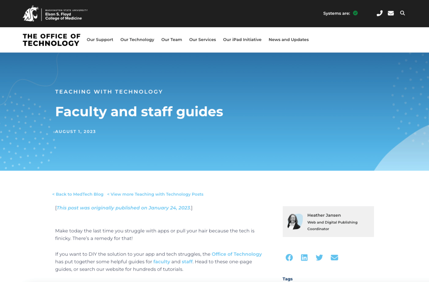 Helpful Tech Guides for Faculty and Staff | Elson S. Floyd College of ...