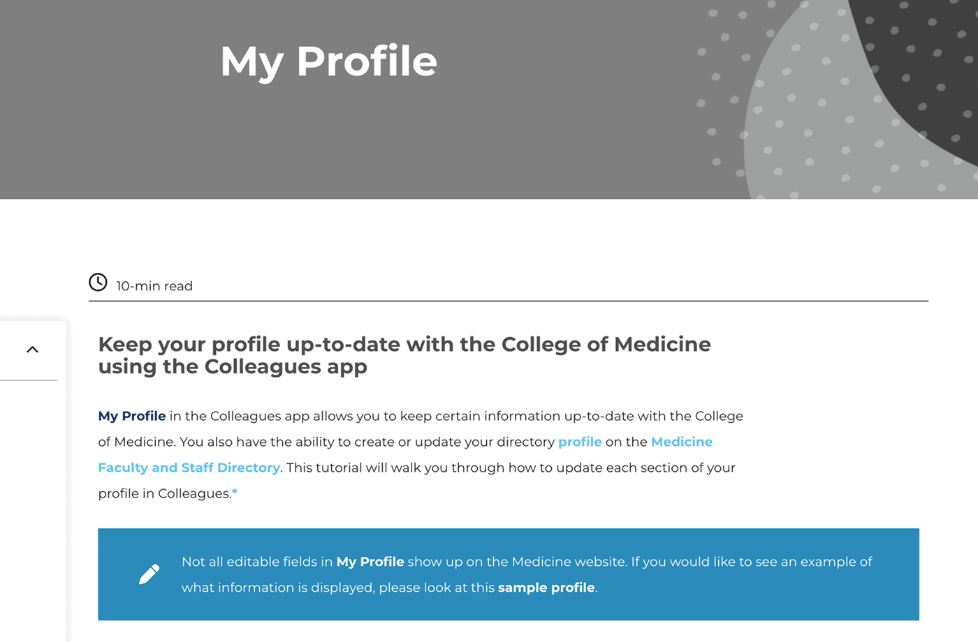 Update Your College of Medicine Website Profile in Colleagues | Elson S ...