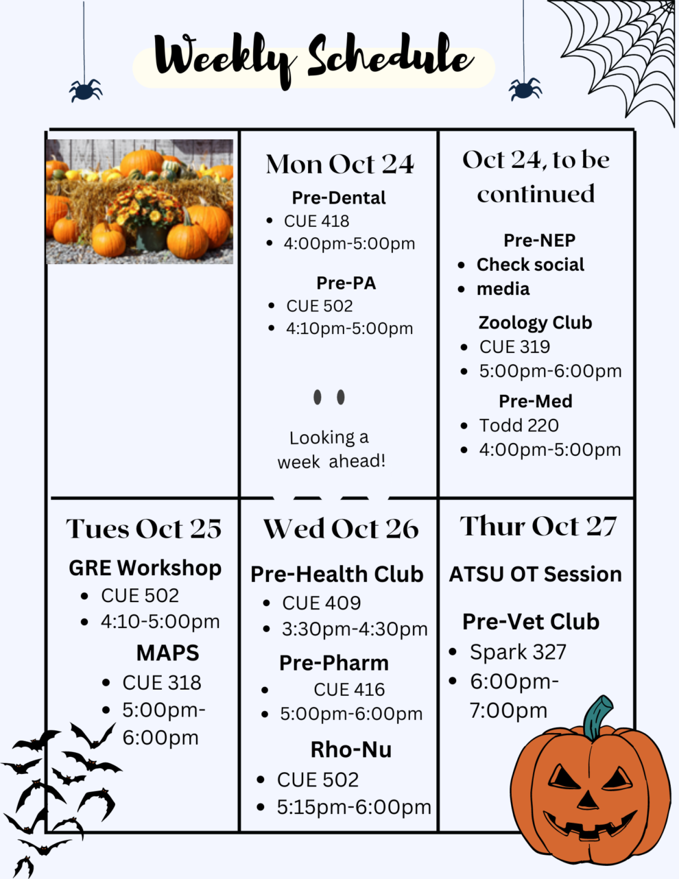 Weekly Schedule(1) | WSU Health Professions Student Center | Washington ...